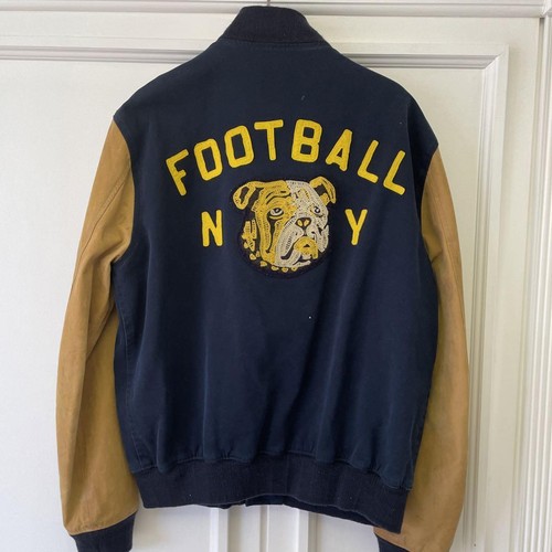 Polo Ralph Lauren FOOTBALL Bulldog New York Wing Leather Varsity Jacket ...