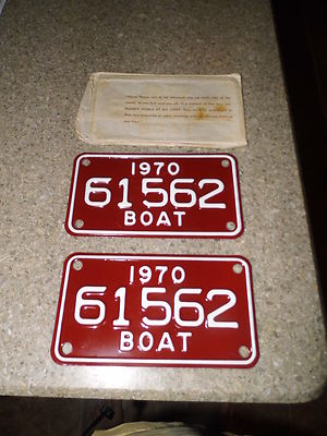 Vintage Matched Set - 1970 Michigan Boat License Plates w/wrapper | eBay