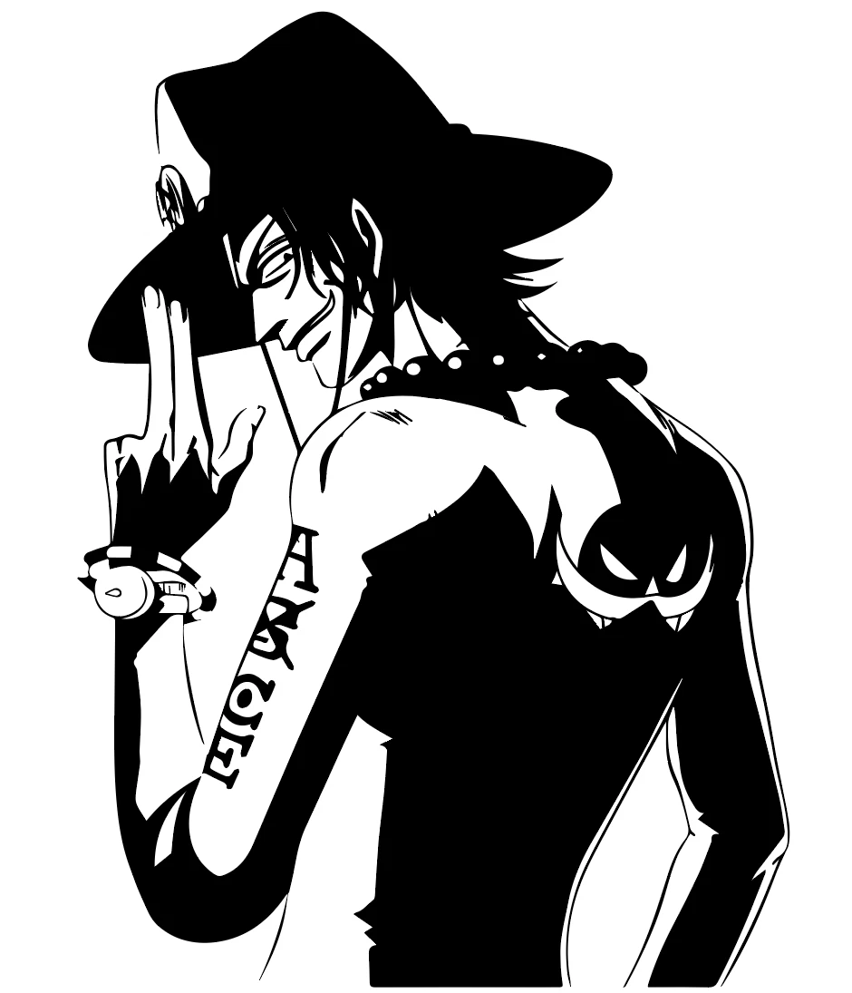 One Piece Ace Black And White