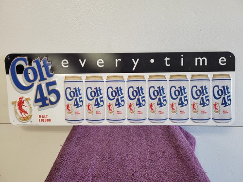 Colt 45 Malt Liquor Tin / Metal Beer Sign 2003 VINTAGE EMBOSSED 28x9 ...