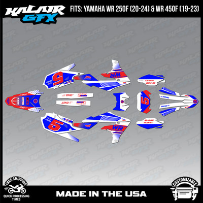 Graphics Kit for Yamaha WR250F 2020-2024 and WR450F 2019-23 Turbo-Blue ...