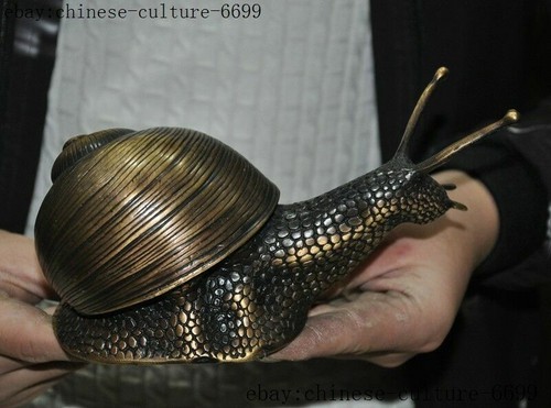 8"Rare old Chinese bronze copper Feng shui wealth auspicious snails ...