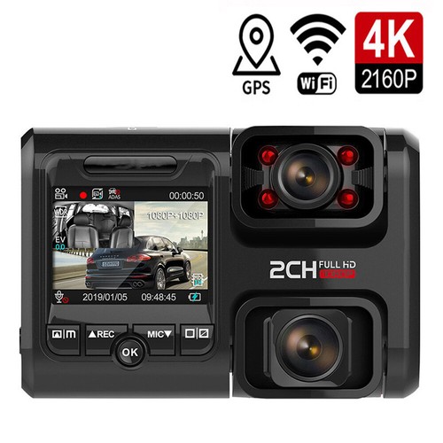 4k Wifi car dvr video recorder GPS dash cam dual cameras front night ...
