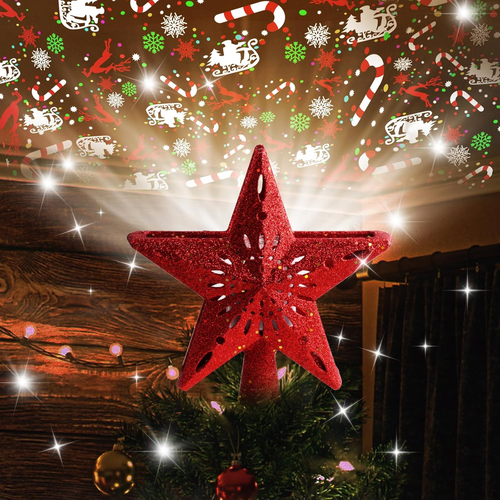 Christmas Tree Topper Lighted with 6 Projection Pattern -Star Tree ...
