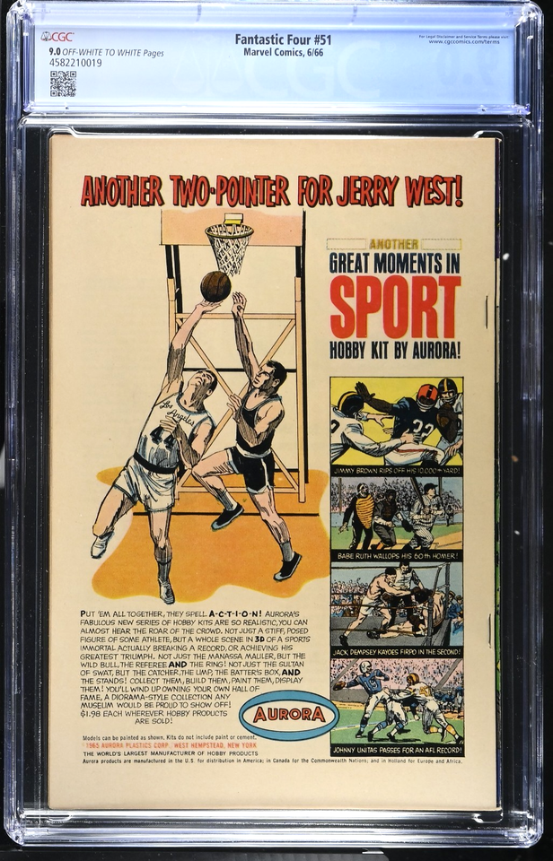 Fantastic Four #51 CGC 9.0 1st App Negative Zone. 2nd App Wyatt ...