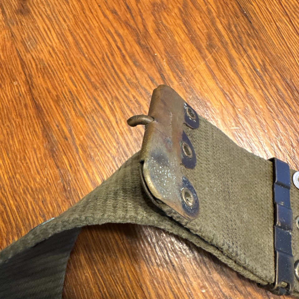 US GI Military Pistol Belt Olive Drab Web Belt Metal Buckle Vintage ...