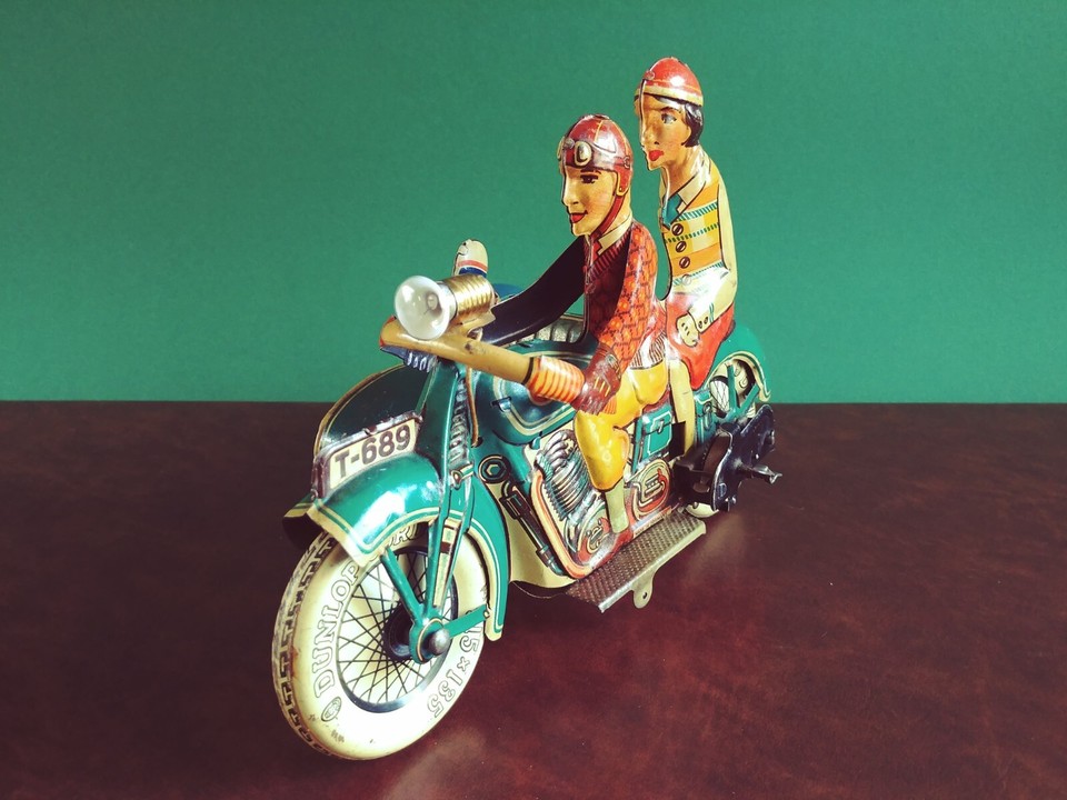 Rare 1930's Tippco TCO 689 Tin Wind-up Sidecar Motorcycle Tinplate Bike ...