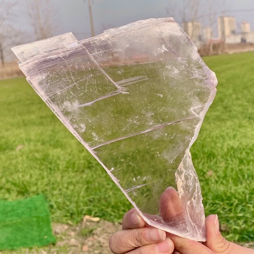 466G Natural purple selenite gypsum quartz crystal slab mineral ...