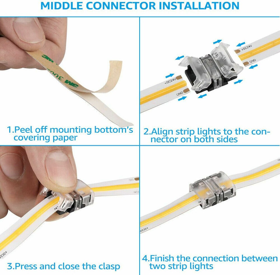2Pin 4Pin 6pin LED Strip RGB cct Extension Cable Wire Adapter Clip ...