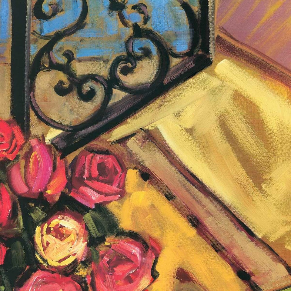 32W"x32H" STILL LIFE SETTING SANTA BARBARA by JAE DOUGALL ARMCHAIR ...