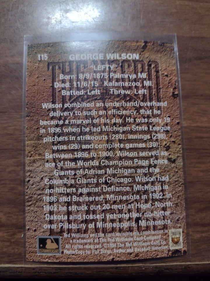 Sparky Lyle, George Wilson &Cliff Floyd #115, 138&157 Ted Williams Card ...