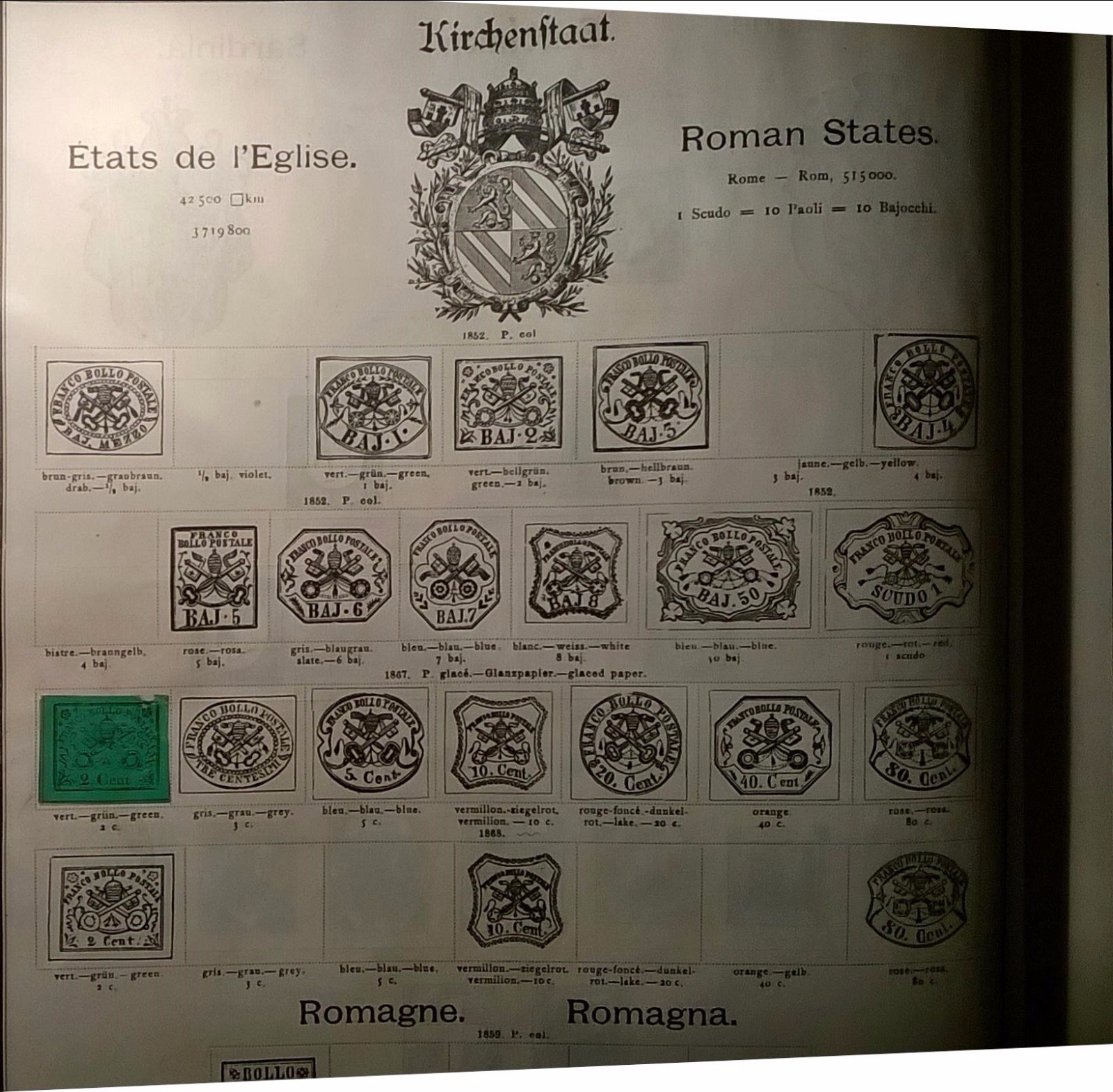 STAMP 1867 FRANCO BOLLO POSTALE 2 Cent.Roman States | eBay