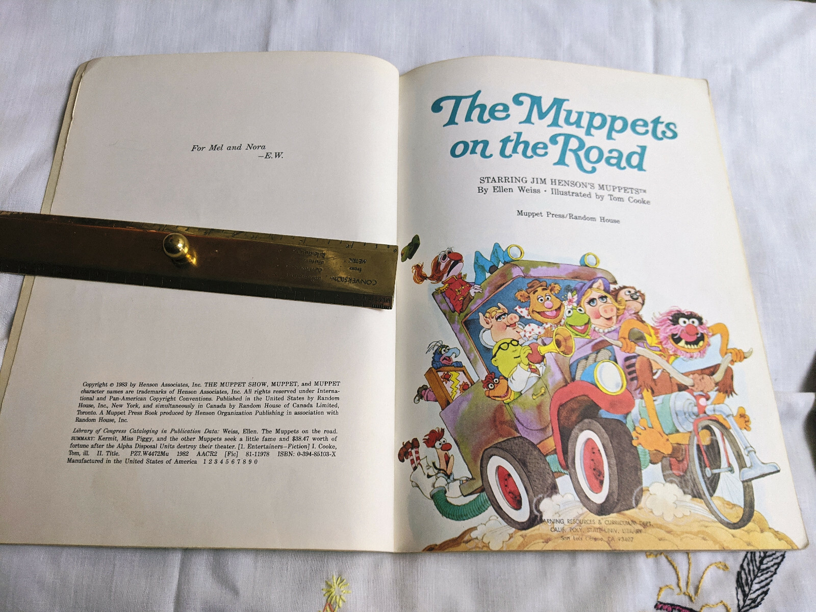 SESAME STREET MUPPETS LOT-2 BOOKS & HAND EMBROIDERED TABLECLOTH | eBay