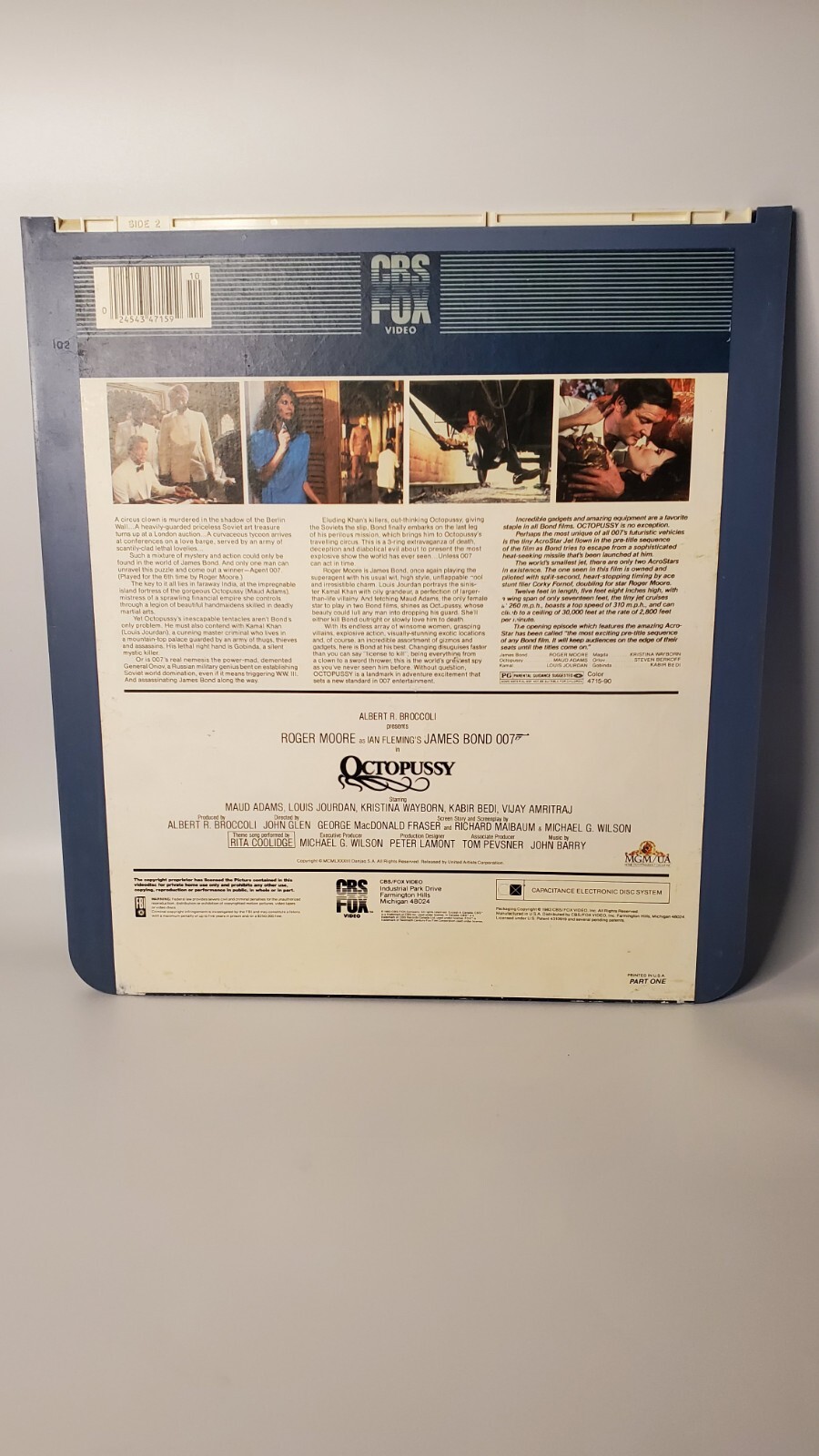 Octopussy CED Videodisc Part One CBS Fox Video 007 James Bond Roger ...