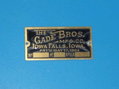 Gade Bros. Engine name tag Reproduction Nameplate 1/2 scale? | eBay