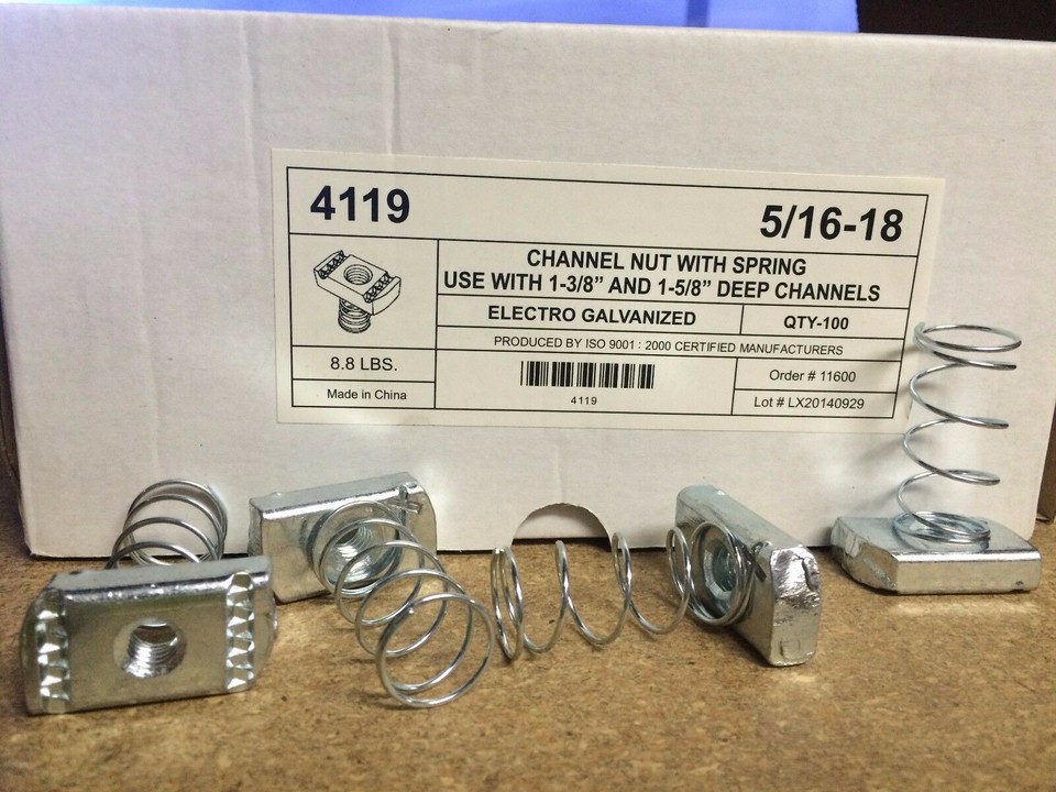 All Sizes & Styles of Nuts, Spring, Cone, Twirl, for Unistrut Steel ...