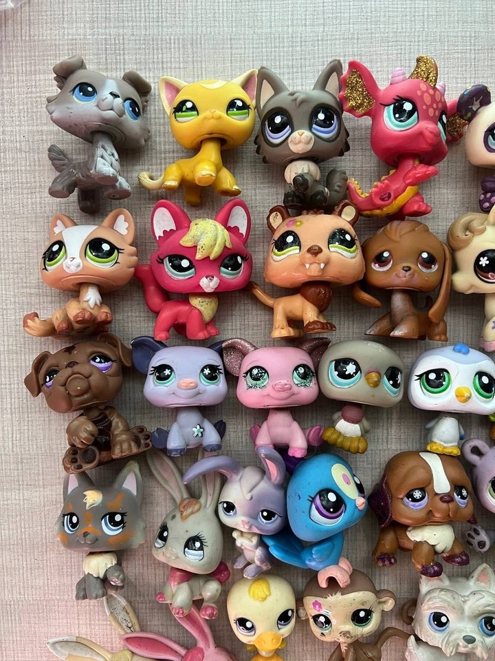 lps littlest pet shop hasbro lot cat 2194 collie 67 wolf cat 1953 ...