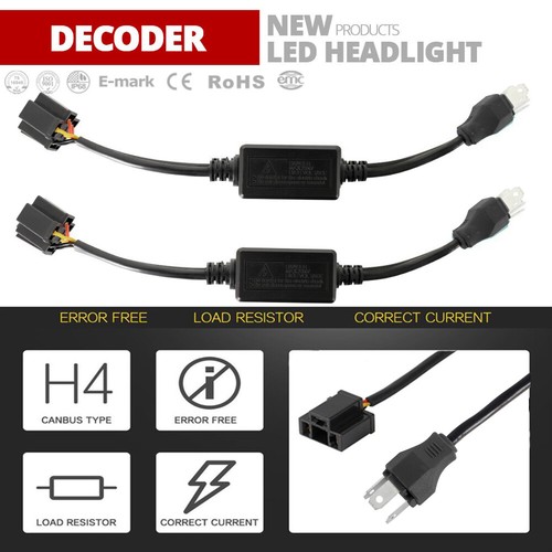 2Pcs H4 9003 LED Headlight Canbus Load Resistor Decoder Error Free Anti ...