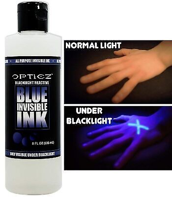 All Purpose Invisible Blue UV Blacklight Reactive Security Ink, 8 Ounce ...
