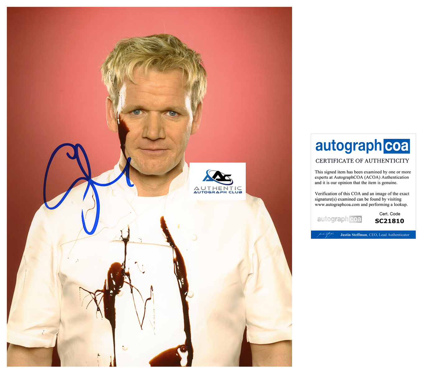 GORDON RAMSAY AUTOGRAPH SIGNED 8x10 PHOTO MASTERCHEF HELL'S KITCHEN ...