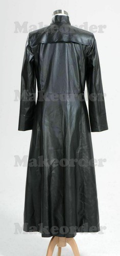 Manteau trench long en cuir noir Matrix Neo costume veste cosplay | eBay