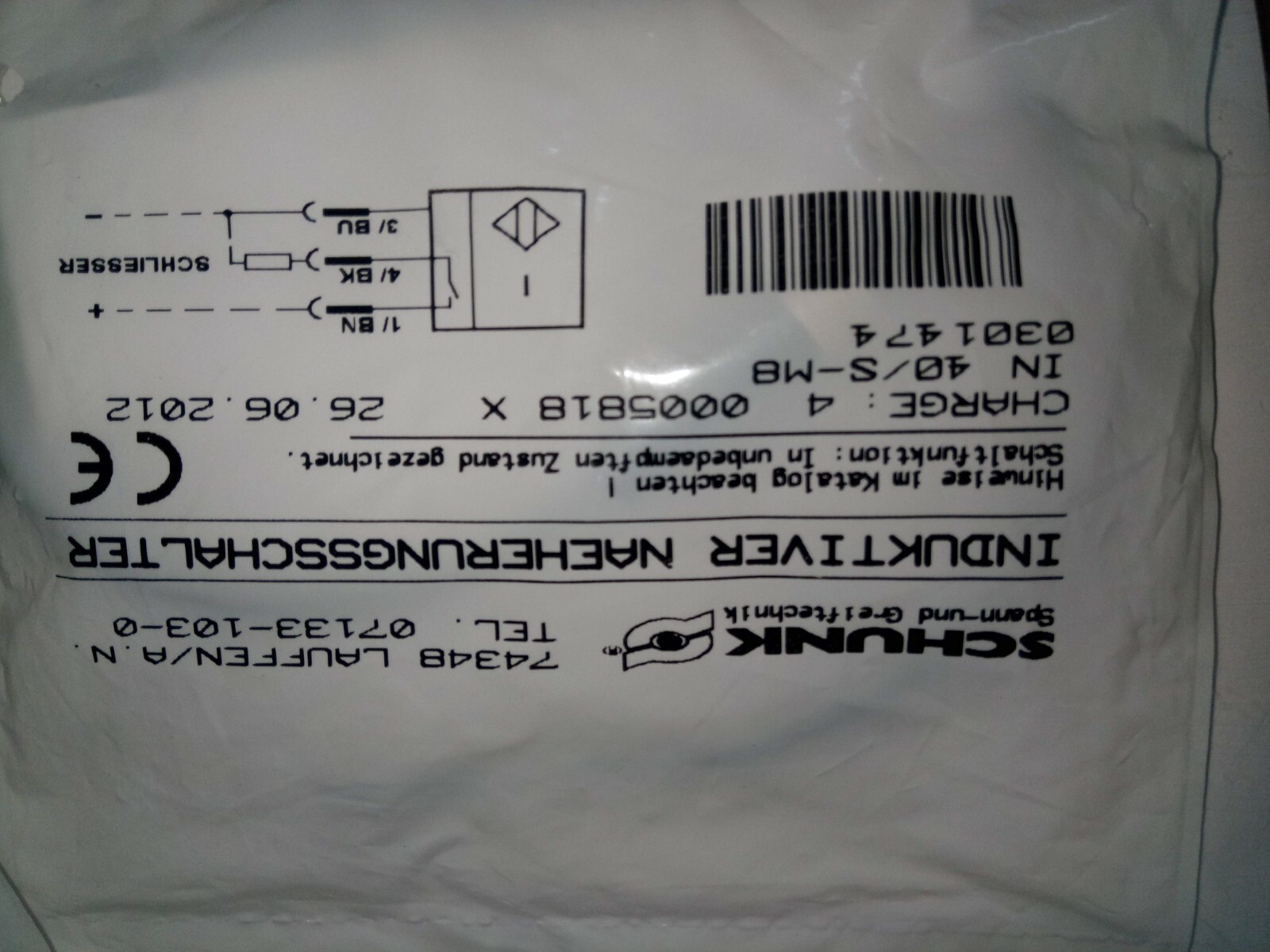 Schunk 0301474 IN40 IN40S IN40SM8 IN40/S-M8 IN-40/S-M8 IN40SM1N40/S-M8 ...