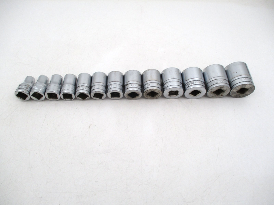 SNAP-ON 13 Pc SAE Shallow Socket Set 1/2" Drive 12 Point 3/8" to 1-1/8 ...