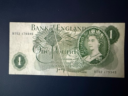 1970/80 J Page £1 Note Print Error Back And Front Circulated Condition ...