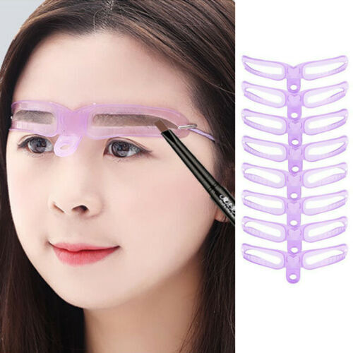 Makeup Women DIY Stencil Shaping Shaper Template Pairs Kit 8 Eyebrow ...