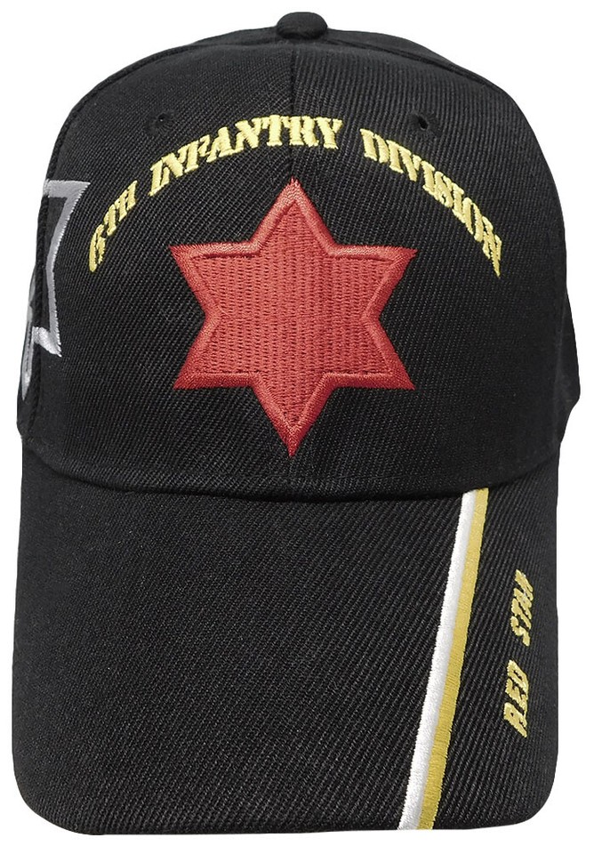 U.S. Army 6th Infantry Red Star Military Black Embroidered Cap Hat ...