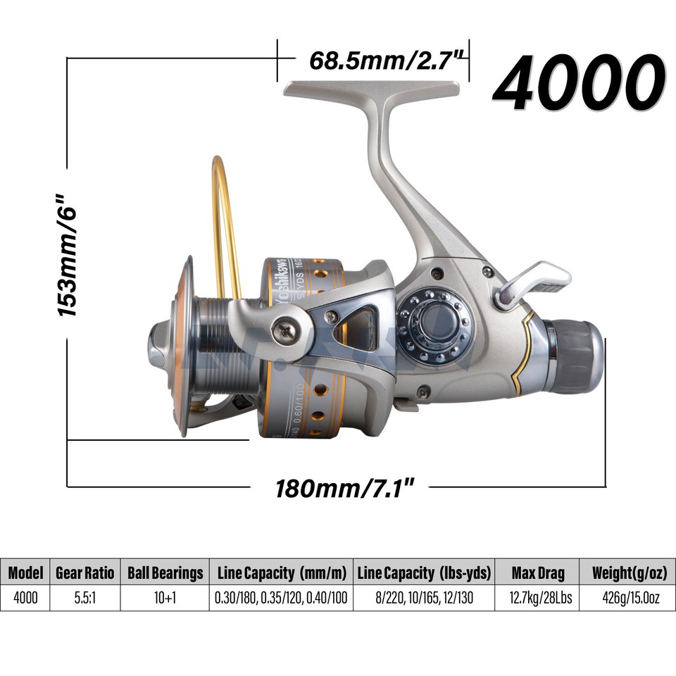 Fishing Spinning Reel 4000 Baitfeeder 10+1BB High Speed Max Drag 28LB ...