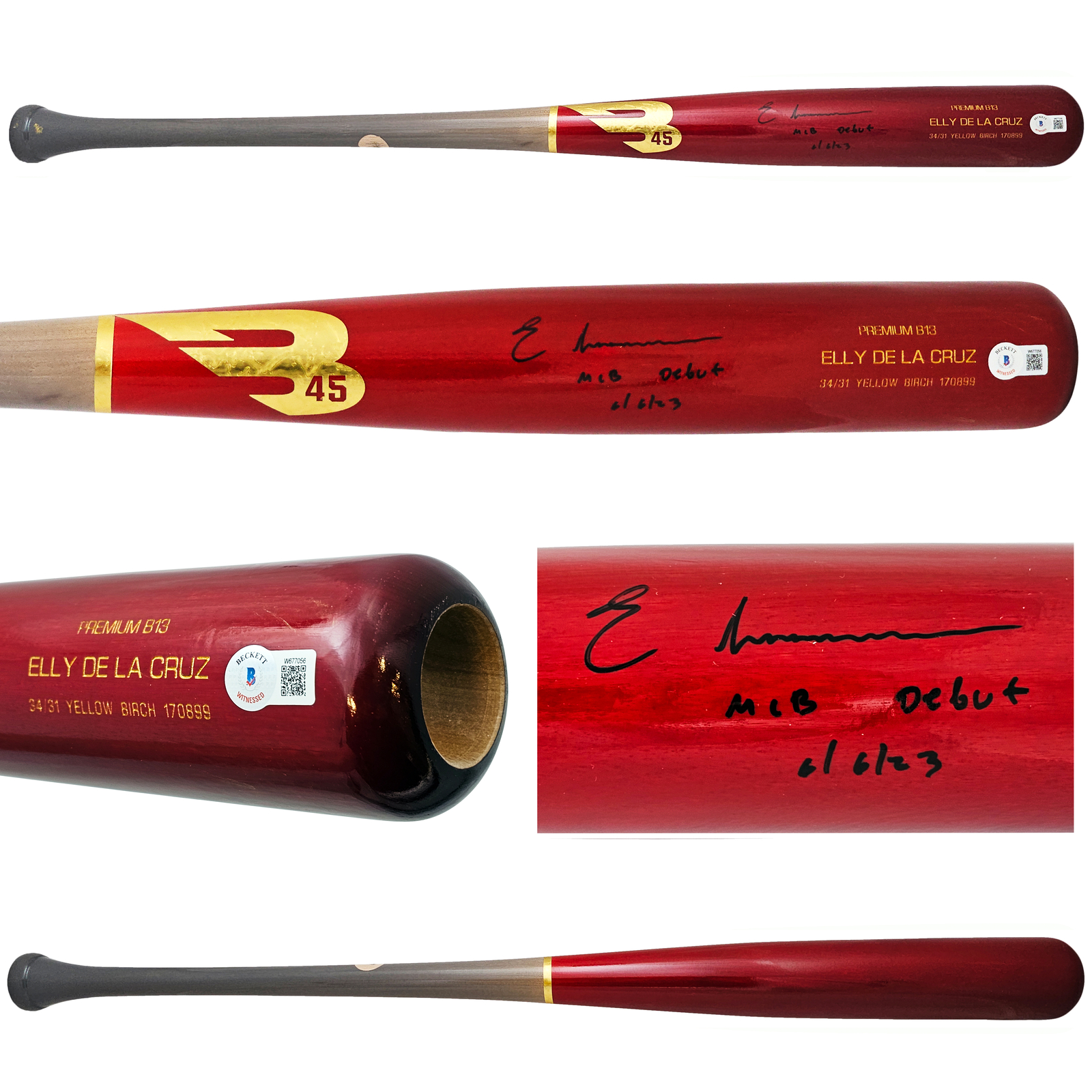 ELLY DE LA CRUZ AUTOGRAPHED RED B45 PLAYER MODEL BAT REDS MLB DEBUT ...
