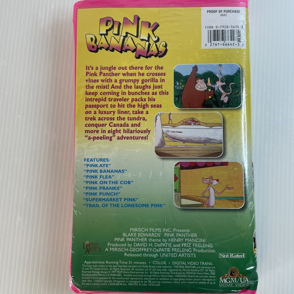 Pink Panther Cartoon Collection Pink Bananas New Sealed VHS Video Tape ...