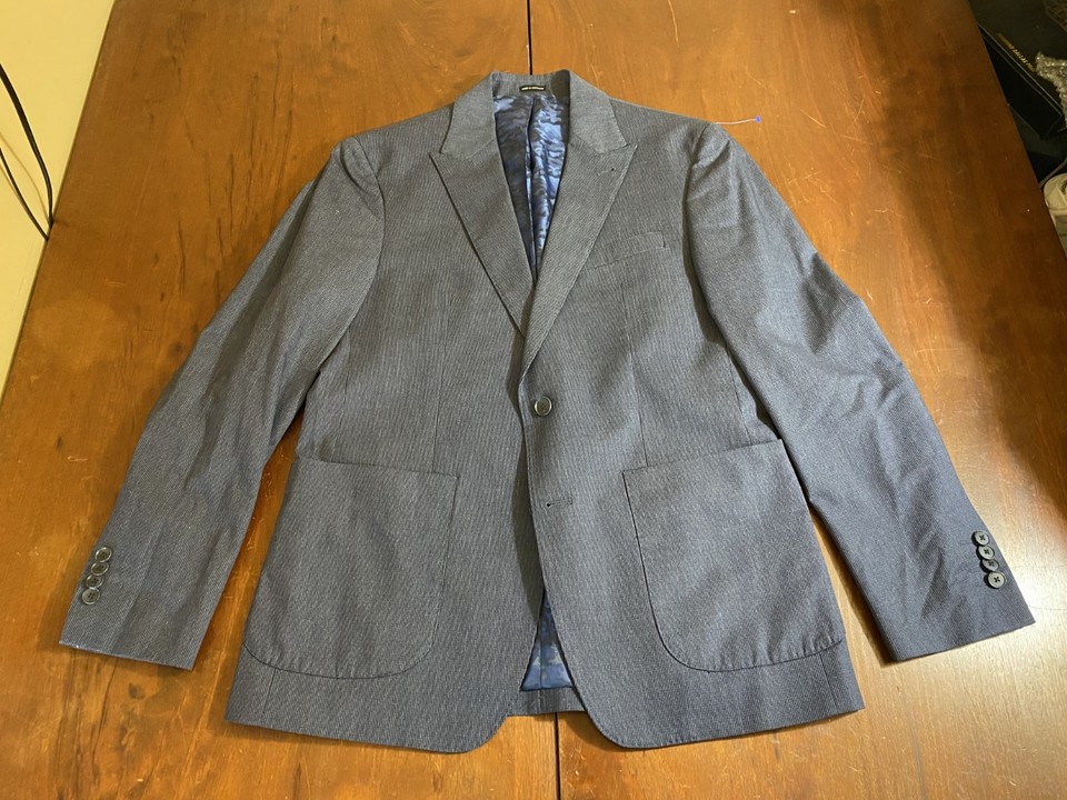 2024 JOSEPH ABBOUD Navy Blue Sport Coat Suit Blazer 40R Slim Peaked ...