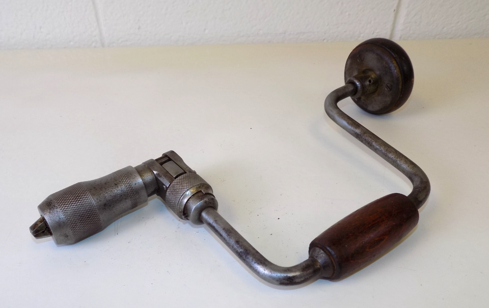 Vintage Hand Crank Brace Drill & Auger Bit Set Ratcheting Manual Mohawk ...