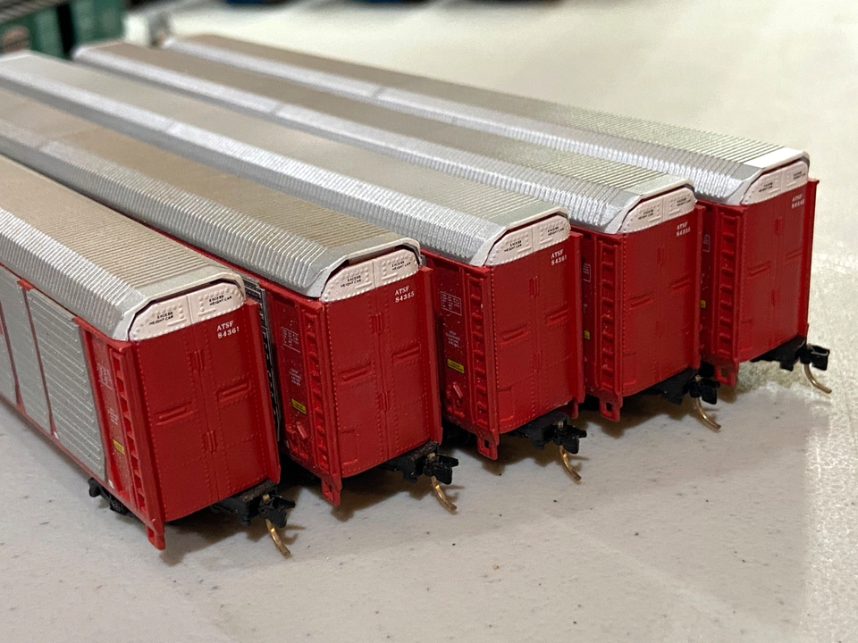 Lot of 5 N Scale Con-Cor Santa Fe ATSF Super Shock Control 89' Auto ...