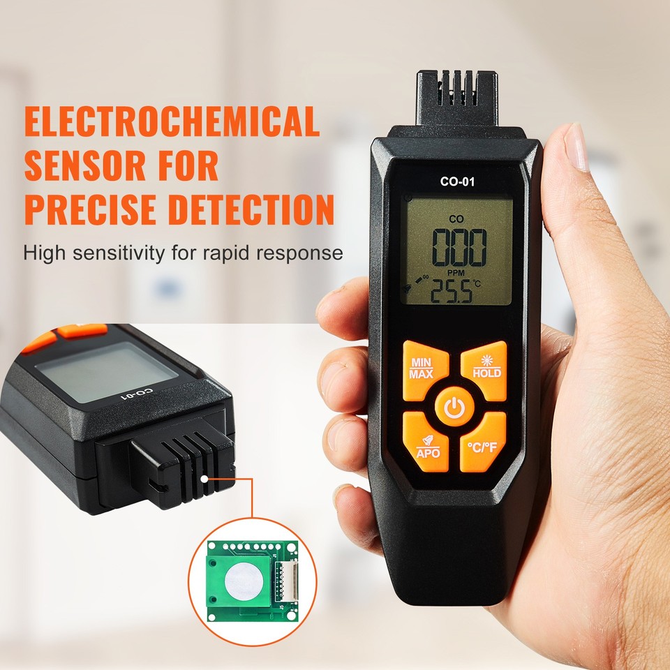 Carbon Monoxide Detector 0-1000PPM CO Detector with Audible & Visual ...