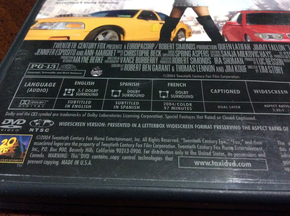 Taxi (Widescreen) (DVD, 2004) Queen Latifah & Jimmy Fallon Cult Classic ...