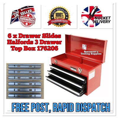 6x HALFORDS 3 Drawer Portable Toolbox Chest Replacement Drawer Friction ...