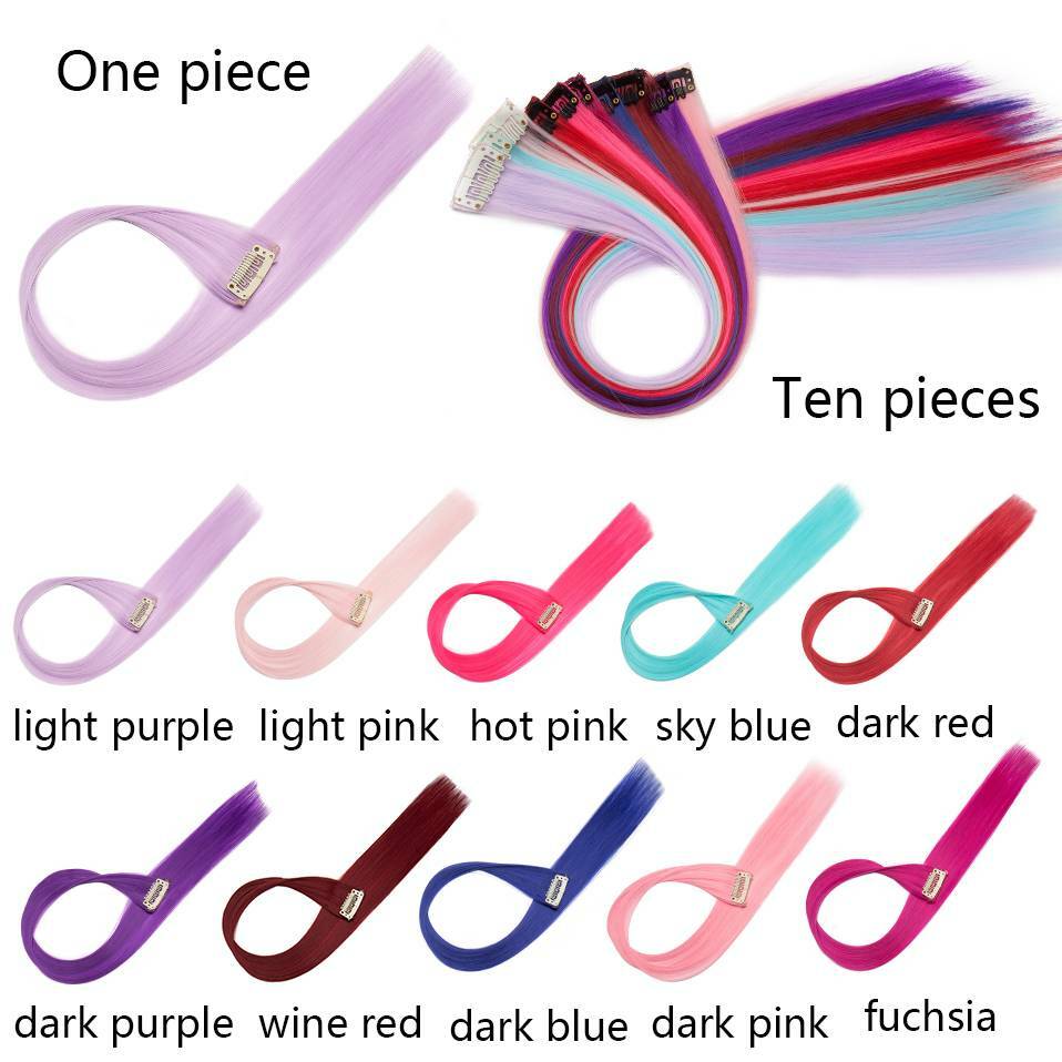 25+Colors Highlight For Human Hair Extension Clip in Piece Real Natural ...