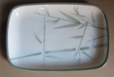 Vintage MCM Winfield Ware China GREEN BAMBOO Serving Tray Platter 11" x ...