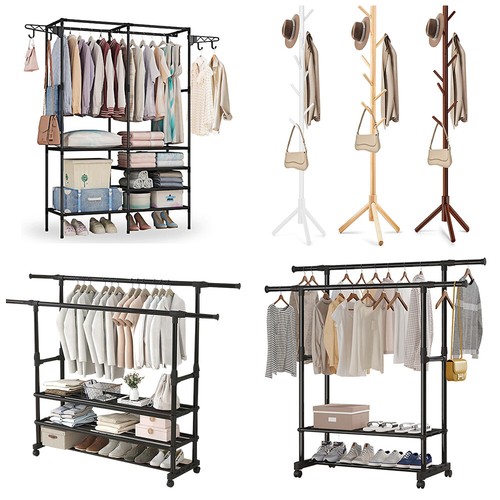 Heavy Duty Clothing Garment Rack Rolling Clothes Organizer Double Rails ...