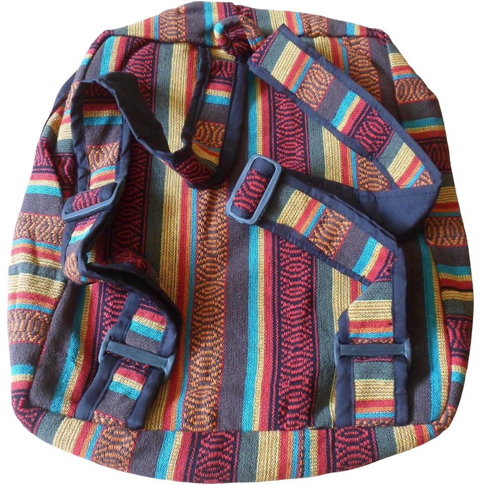 Fair Trade Cotton Gheri Weave Hippy Boho Backpack Rucksack Travel Bag ...