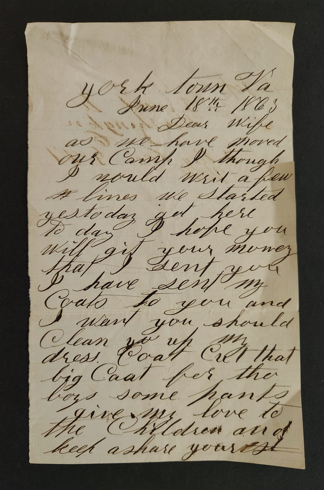 1863 Antique Civil War Soldier Letter Yorktown Va 9th Reg Co G Vt