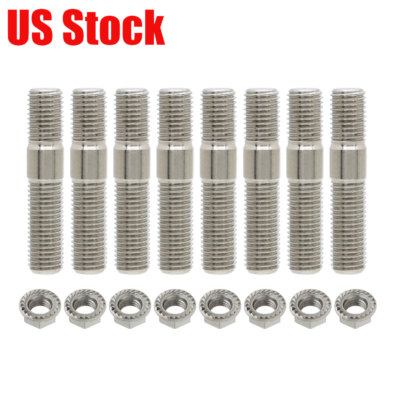 8Pcs M10x1.25 Exhaust Studs & Serrated Nuts Manifold Flange For Toyota ...