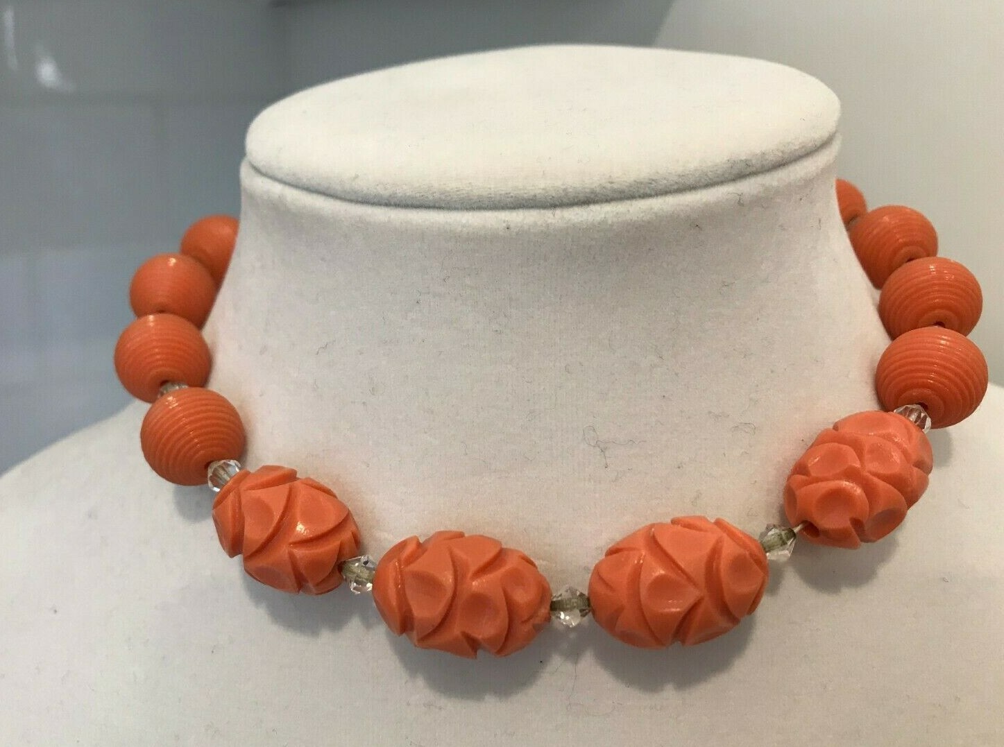 Vintage 15" Necklace Choker of Graduated Mixed CASEIN Beads Thermoset ...