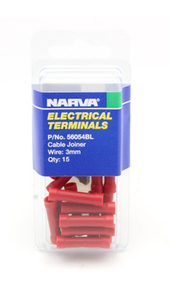 2x Narva ELECTRICAL TERMINAL CABLE JOINERS 3mm 15Pcs Fully Insulated ...
