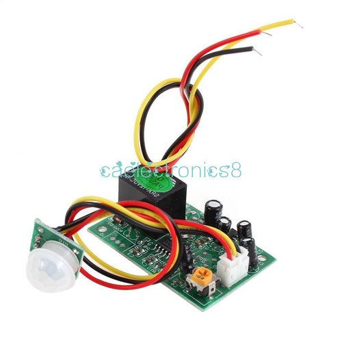 NEW 12V PIR IR Pyroelectric Infrared Module Adjustable Relay Output ...