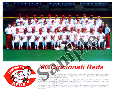 MLB 1990 Cincinnati Reds Team Picture with Names Color 8 X 10 Photo Pic ...