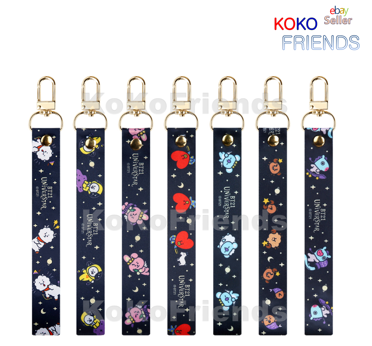 BTS BT21 Official Hand Strap Universtar Key Chain Holder KPOP Goods ...